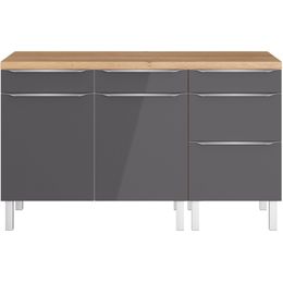 Pantryk&uuml;che Optifit "Lilly2", schwarz (k&uuml;che: grau, front: anthrazit lackiert, korpus: wildeichefarben, arbeitsplatte: wildeichefarben), B:150cm H:90cm T:60cm, Komplettk&uuml;chen-Sets, Breite 150 cm