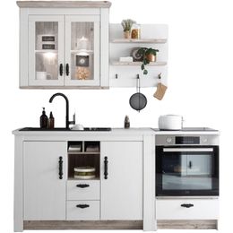 K&uuml;chenzeile Home Affaire "Florenz, K&uuml;che in Pinie Wei&szlig;, mit Herdumbau, ohne E-Ger&auml;te", wei&szlig; (k&uuml;che: wei&szlig;, front: pinie wei&szlig;, korpus: pinie wei&szlig;, arbeitsplatte: pinie wei&szlig;), B:191cm H:200cm T:60cm, Komplettk&uuml;chen-Sets, K&uuml;chenzeile, Breite 191 cm, mit verschn&ouml;rkelten Metallgriffen, Arbeitsh&ouml;he 92 cm