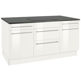 K&uuml;cheninsel Optifit "Bern", wei&szlig; (k&uuml;che: wei&szlig;, korpus: wei&szlig;, arbeitsplatte: anthrazit), B:160cm T:95cm, Komplettk&uuml;chen-Sets, Stellbreite 160x95 cm mit h&ouml;henverstellbaren F&uuml;&szlig;en, mit Metallgriffen
