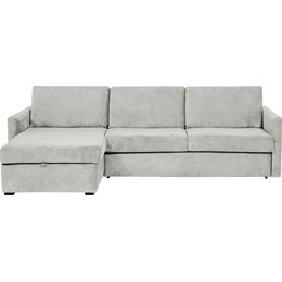 Schlafsofa Home Affaire "GOLDPOINT Ecksofa 264 cm, Liegefl&auml;che (140/200cm), L-Form", silber, B:264cm H:85cm T:157cm, Stuktur weich (100% Polyester);Luxus-Microfaser (100% Polyester), Sofas, Schlafsofa, Bettfunktion, Bonell-Federkernmatratze und Dauerschl&auml;fer-Funktion