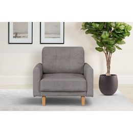 Sessel Home Affaire "TRIPLO Relaxsessel mit Wellenunterfederung, Ma&szlig;e B/T/H: 95/100/89 cm", grau (taupe), B:95cm H:89cm T:100cm, 100% Polyester, Sessel, Sessel, Polstersessel mit Steppung im R&uuml;ckenkissen, hohe Qualit&auml;t