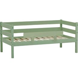 Einzelbett Hoppekids "ECO Comfort Kinderbett, Kiefer Massivholz, Jugendbett inkl. Rollrost", gr&uuml;n (blassgr&uuml;n), B:76cm H:65cm L:166cm, Kiefer massiv, Betten, 70x160 cm, wahlweise in verschieden Farben/ Matratze/ Absturzsicherung