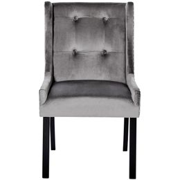 Esszimmerstuhl Jahnke "SAVIK NORFOLK", grau (anthrazit, schwarz, anthrazit), B:57cm H:99cm T:64cm, Polyester, St&uuml;hle, Esszimmerstuhl, Nieten-Optik mit edler Absteppung, Griff an R&uuml;ckenlehne