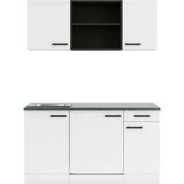 Pantryk&uuml;che Optifit "Palma", wei&szlig; (k&uuml;che: wei&szlig;, front: wei&szlig;, korpus: wei&szlig;, arbeitsplatte: anthrazit), B:150cm T:60cm, Komplettk&uuml;chen-Sets, Breite 150 cm, wahlweise mit Unterbauk&uuml;hlschrank oder Kochfeld