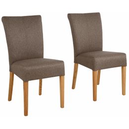 4-Fu&szlig;stuhl Home Affaire "Queen Polsterstuhl", braun (braun, eichefarben), B:47cm H:93cm T:64cm, Massivholz, St&uuml;hle, verschiedene Bez&uuml;ge, Gestell Massivholz