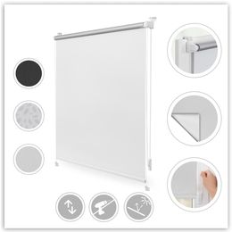 Seitenzugrollo LICHTBLICK ORIGINAL "Verdunkelungsrollo Thermo-Rollo Klemmfix ohne Bohren", wei&szlig; (wei&szlig;, wei&szlig;), B:80cm H:150cm, Polyester, Rollos, Seitenzugrollo, Verdunklungsrollo mit Klemmtr&auml;ger und Silberbeschichtung blickdicht