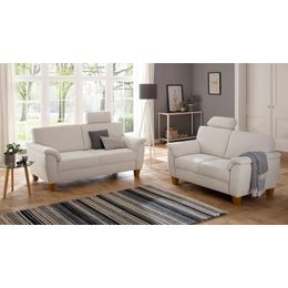 Polstergarnitur Home Affaire "Texel", beige (linen), Struktur fein, Sitzm&ouml;bel-Sets, als Set, mit Federkern und Kontrastnaht