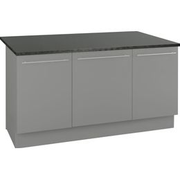 K&uuml;cheninsel Optifit "Bern", grau (k&uuml;che: grau, korpus: basaltgrau, arbeitsplatte: anthrazit), B:160cm, Komplettk&uuml;chen-Sets, mit durchgehender Arbeitsplatte als Theke, Breite 160 cm