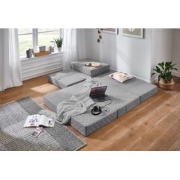 Sessel "Lenny", grau, B:115cm H:44cm T:65cm, ATLANTIC HOME COLLECTION, Sessel, Sessel, Sessel als Faltmatratze mit G&auml;stebettfunktion