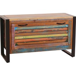 Schuhschrank Sit "Garderobe Altholz Metall Industrial Vintage Flur", bunt, B:85cm H:50cm T:35cm, Massivholz, Schr&auml;nke, Schuhschrank, Schuhschrank aus Altholz & Metall im Industrial Vintage Design