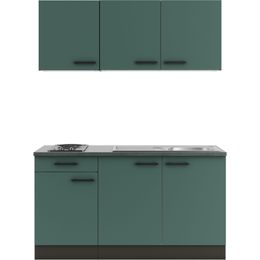 Pantryk&uuml;che Optifit "Palma", gr&uuml;n (k&uuml;che: gr&uuml;n, front: steingr&uuml;n, korpus: anthrazit, arbeitsplatte: anthrazit), B:150cm T:60cm, Komplettk&uuml;chen-Sets, Breite 150 cm, wahlweise mit Unterbauk&uuml;hlschrank oder Kochfeld