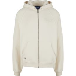 Outdoorjacke PEQUS "PEQUS PEQUS Debossed Logo Zip-Hoodie", Herren, Gr. M, sandwei&szlig;, 100% Baumwolle, unifarben, oversize, ohne Ausschnitt, Jacken Outdoorjacke