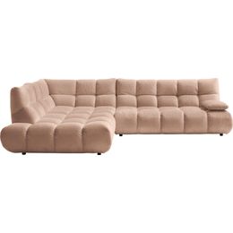 Ecksofa Home Affaire "Graceland, mit klappbarer Armlehne, Breite 324 cm", beige (rosewood), B:324cm H:85cm T:211cm, 100% Polyester, Sofas, Ecksofa, mit eleganter Steppung, Rundumbezug & weicher Polsterung