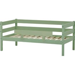 Einzelbett Hoppekids "ECO Comfort Kinderbett, Kiefer Massivholz, Jugendbett inkl. Rollrost", gr&uuml;n (blassgr&uuml;n), B:76cm H:65cm L:166cm, Kiefer massiv, Betten, 70x160 cm, wahlweise in verschieden Farben/ Matratze/ Absturzsicherung