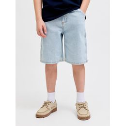 Jack & Jones Shorts JACK & JONES JUNIOR "JJIALEX JJCARPENTER SHORTS NS 830 JNR", M&auml;dchen, Gr. 140, N-Gr, light blau denim pack:6925040456, b, Web, Obermaterial: 100% Baumwolle, unifarben, relaxed fit knielang, Hosen Shorts