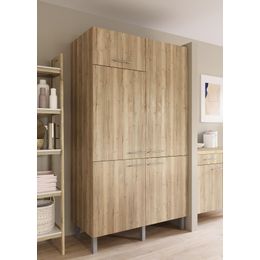 Pantryk&uuml;che Optifit "Lilly", braun (k&uuml;che: natur, front: wildeiche, korpus: wildeichefarben, arbeitsplatte: wildeichefarben), B:120cm H:211,8cm T:58,4cm, Komplettk&uuml;chen-Sets, Breite 120 cm, wahlweise mit E-Ger&auml;t