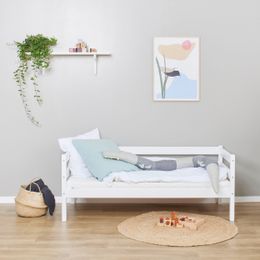 Einzelbett Hoppekids "ECO Comfort Kinderbett, Kiefer Massivholz, Jugendbett inkl. Rollrost", wei&szlig;, B:76cm H:65cm L:166cm, Kiefer massiv, Betten, 70x160 cm, wahlweise in verschieden Farben/ Matratze/ Absturzsicherung