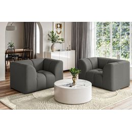 Sessel OTTO HOME "TUURE Verl&auml;ssliche Qualit&auml;t, moderne Steppung, Breite 134cm", grau (anthrazit), B:134cm H:81cm T:94cm, 100% Polyester, Sessel, Sessel, Bubble Optik, hoher Sitzkomfort, Wellenunterfederung