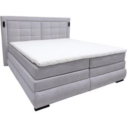 Boxspringbett OTTO HOME "MIVVA inkl. Bettkasten und Topper, Komfortliegeh&ouml;he: 67 cm", hellgrau, B:204cm L:215cm, Holz teilmassiv, Holzwerkstoff, Spanplatte, Komplettbetten, Boxspringbett, in H3, H4 oder Hmix H3/H4, wahlweise mit oder ohne LED-Leuchten