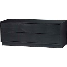 Lowboard Woood "Finca mit Druckmechanismus und 2 Schubladen", schwarz, B:100cm H:40cm T:40cm, Holzwerkstoff, Sideboards, Lowboard, mit 2 Schubk&auml;sten inkl. modernem Push-to-Open-Funktion