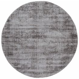 Teppich CarpetFine "Ava Viskoseteppich", grau (hellgrau), H:13mm &Oslash;:200cm, Viskose, Teppiche, Teppich, Seidenoptik, leichter Glanz, Wohnzimmer