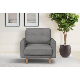 Sessel Home Affaire "TRIPLO Relaxsessel mit Wellenunterfederung, Ma&szlig;e B/T/H: 95/100/89 cm", grau, B:95cm H:89cm T:100cm, 88% Polyester, 9% Rayon, 3% Nylon, Sessel, Sessel, Polstersessel mit Steppung im R&uuml;ckenkissen, hohe Qualit&auml;t