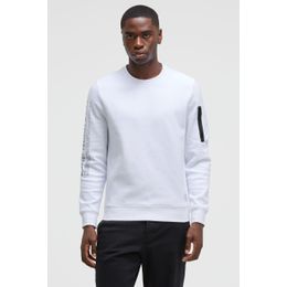 Sweater CAMP DAVID, Herren, Gr. 4XL, wei&szlig;, Jersey, Material: 75% Baumwolle, 17% Polyester, 8% Elasthan, bedruckt, regular fit normal, Rundhals, eingesetzt Rippb&uuml;ndchen, Sweatshirts Sweater, mit Baumwolle