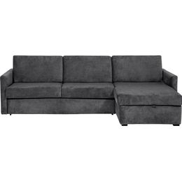 Schlafsofa Home Affaire "GOLDPOINT Ecksofa 264 cm, Liegefl&auml;che (140/200cm), L-Form", grau (anthrazit), B:264cm H:85cm T:157cm, Stuktur weich (100% Polyester);Luxus-Microfaser (100% Polyester), Sofas, Schlafsofa, Bettfunktion, Bonell-Federkernmatratze und Dauerschl&auml;fer-Funktion