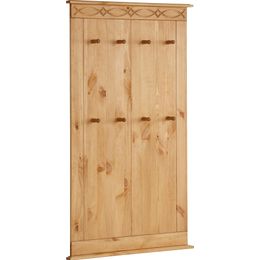 Garderobenpaneel OTTO HOME "Indra", beige (natur), Garderobenpaneele, Garderobenpaneel, aus massiver Kiefer, FSC, 8 Haken, dezentes Ornament