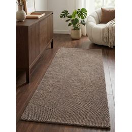 Wollteppich Hanse Home "Calmio, auch als L&auml;ufer und in rund", grau (taupe), B:80cm H:18mm L:200cm, Wolle, Teppiche, Handgetuftet, Wolle, Natur, Wohnzimmer, Schlafzimmer, Skandi, Hygge