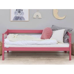 Einzelbett Hoppekids "ECO Comfort Kinderbett, Kiefer Massivholz, Jugendbett inkl. Rollrost", rosa (barockrose), B:76cm H:65cm L:166cm, Kiefer massiv, Betten, 70x160 cm, wahlweise in verschieden Farben/ Matratze/ Absturzsicherung