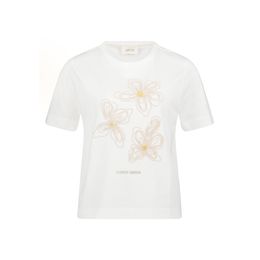 Kurzarmshirt Cartoon "Damen mit Rundhalsausschnitt", Damen, Gr. 34, wei&szlig; (patch cream, beige), Obermaterial: 100% Baumwolle, loose fit normal, Rundhals, Shirts