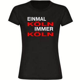 multifanshop Damen T-Shirt - K&ouml;ln - Einmal Immer - Druck rot - Frauen