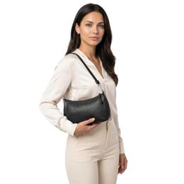 Henkeltasche Bruno Banani "SAMEA", Damen, Gr. B/H/T: 24cm x 14cm x 8cm onesize, schwarz, Leder, leicht gl&auml;nzend, unifarben, Taschen, echt Leder