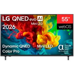 LG QNED-Fernseher "55QNED82B6B", Energieeffizienz: F (A-G), schwarz, 55 &Prime;, Fernseher