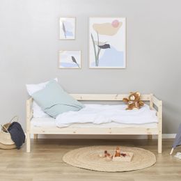 Einzelbett Hoppekids "ECO Comfort Kinderbett, Kiefer Massivholz, Jugendbett inkl. Rollrost", beige (natur), B:76cm H:65cm L:166cm, Kiefer massiv, Betten, 70x160 cm, wahlweise in verschieden Farben/ Matratze/ Absturzsicherung