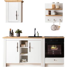 K&uuml;chenzeile OTTO HOME "KS-Westminster, Pantryk&uuml;che im Landhaus Stil, hochwertige Metallgriffe", wei&szlig; (k&uuml;che: wei&szlig;, korpus: pinie wei&szlig;, arbeitsplatte: eiche wotanfarben), B:194cm H:200cm T:60cm, Komplettk&uuml;chen-Sets, K&uuml;chenzeile, Breite 194 cm, Kommode, Wandpaneel, H&auml;ngeschrank und Herdumbau