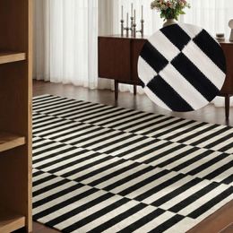 Wollteppich Hanse Home "Vika, schwarz-weiss", schwarz-wei&szlig; (schwarz natur wei&szlig;), B:200cm H:5mm L:300cm, Wolle, Teppiche, Handgewebt, Wolle, Natur, L&auml;ufer, Wohnzimmer, Schlafzimmer, Streifen