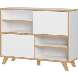 Mehrzweckregal Germania "Helsinki", wei&szlig; (wei&szlig;, navarra eiche), B:120cm H:92cm T:40cm, Regale, Mehrzweckregal