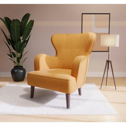 Sessel Home Affaire "SICILIA", gold, B:88cm H:88cm T:64cm, 100% Polyester, Sessel, Sessel, moderner Ohrensessel