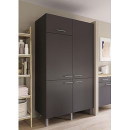 Pantryk&uuml;che Optifit "Lilly", schwarz (k&uuml;che: grau, front: anthrazit matt, korpus: anthrazit, arbeitsplatte: wildeichefarben), B:120cm H:211,8cm T:58,4cm, Komplettk&uuml;chen-Sets, Breite 120 cm, wahlweise mit E-Ger&auml;t