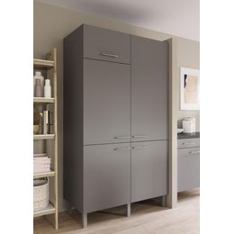 Pantryk&uuml;che Optifit "Lilly", grau (k&uuml;che: grau, front: basaltgrau, korpus: basalt grau, arbeitsplatte: schwarz stone), B:120cm H:211,8cm T:58,4cm, Komplettk&uuml;chen-Sets, Breite 120 cm, wahlweise mit E-Ger&auml;t