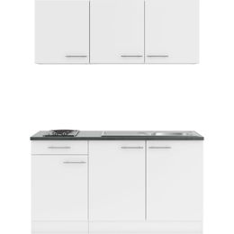 Pantryk&uuml;che Optifit "Bella", wei&szlig; (k&uuml;che: wei&szlig;, front: wei&szlig;, korpus: wei&szlig;, arbeitsplatte: anthrazit), B:150cm T:60cm, Komplettk&uuml;chen-Sets, Breite 150 cm, wahlweise mit Kochfeld oder Unterbauk&uuml;hlschrank
