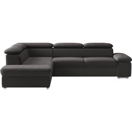 Sit & More Ecksofa SIT & MORE "Valantine L-Form, B: 272 cm", schwarz, B:272cm H:73cm T:226cm, 100% Polyester;Luxus-Kunstleder/Struktur (88% Polyester, 12% Polyamid), Sofas, Ecksofa, mit Arm- & Kopfteilverstellung, optional mit Bettfunktion