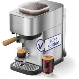 PHILIPS BARISTINA Espressomaschine "Plus in Edelstahl BAR500/00 mit Mahlwerk f&uuml;r ganze Bohnen", edelstahl, 1, Kaffeemaschinen, Iced Coffee Funktion, 16 bar Pumpendruck, Edelstahl/Eschenholz, Espressomaschine