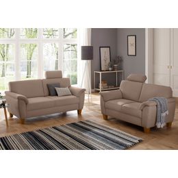 Polstergarnitur Home Affaire "Texel", beige (dunkelbeige), Struktur fein, Sitzm&ouml;bel-Sets, als Set, mit Federkern und Kontrastnaht