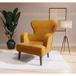 Sessel Home Affaire "SICILIA", gold, B:88cm H:88cm T:64cm, 100% Polyester, Sessel, Sessel, moderner Ohrensessel
