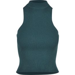 Muskelshirt Urban Classics "Urban Classics Damen Ladies Short Rib Knit Turtleneck Top", Damen, Gr. S, jasper, 35% Polyacryl, 35% Viskose, 30% Polyamid, unifarben, slim fit, hoch geschlossener Ausschnitt, Shirts
