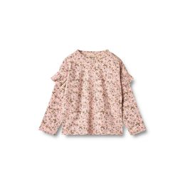 Longsleeve Wheat "Wheat T-shirt L/S Belinda", M&auml;dchen, Gr. 110, rose powder flowers, 95% Baumwolle, 5% Elasthan, gebl&uuml;mt, normal, Rundhals, Shirts