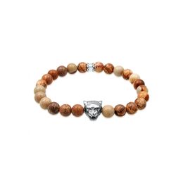 Armband Kuzzoi "Herren Achat Tigerkopf Bead Oxidiert 925 Silber" Gr. 23, braun, Armb&auml;nder, Herren, 23cm, ohne Stein, Silber 925 (Sterlingsilber), Armband